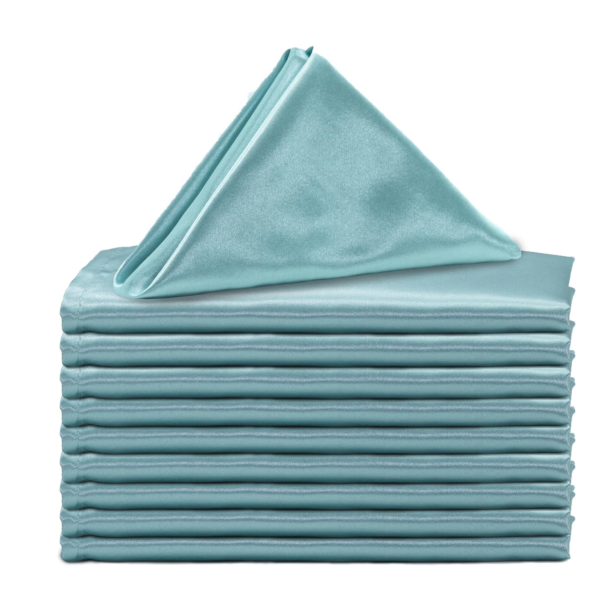 YOUR CHAIR COVERS - 20 inch Satin Washable Oversized Cloth Napkins, Hemmed Reusable Table Napkins for Restaurant, Dinner, Bistro, Wedding, Event, Parties, Kitchen - Turquoise (Pack of 10)