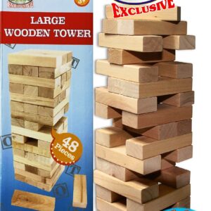 Matty's Toy Stop Wooden Tower Deluxe Stacking Game with Exclusive Storage Bag