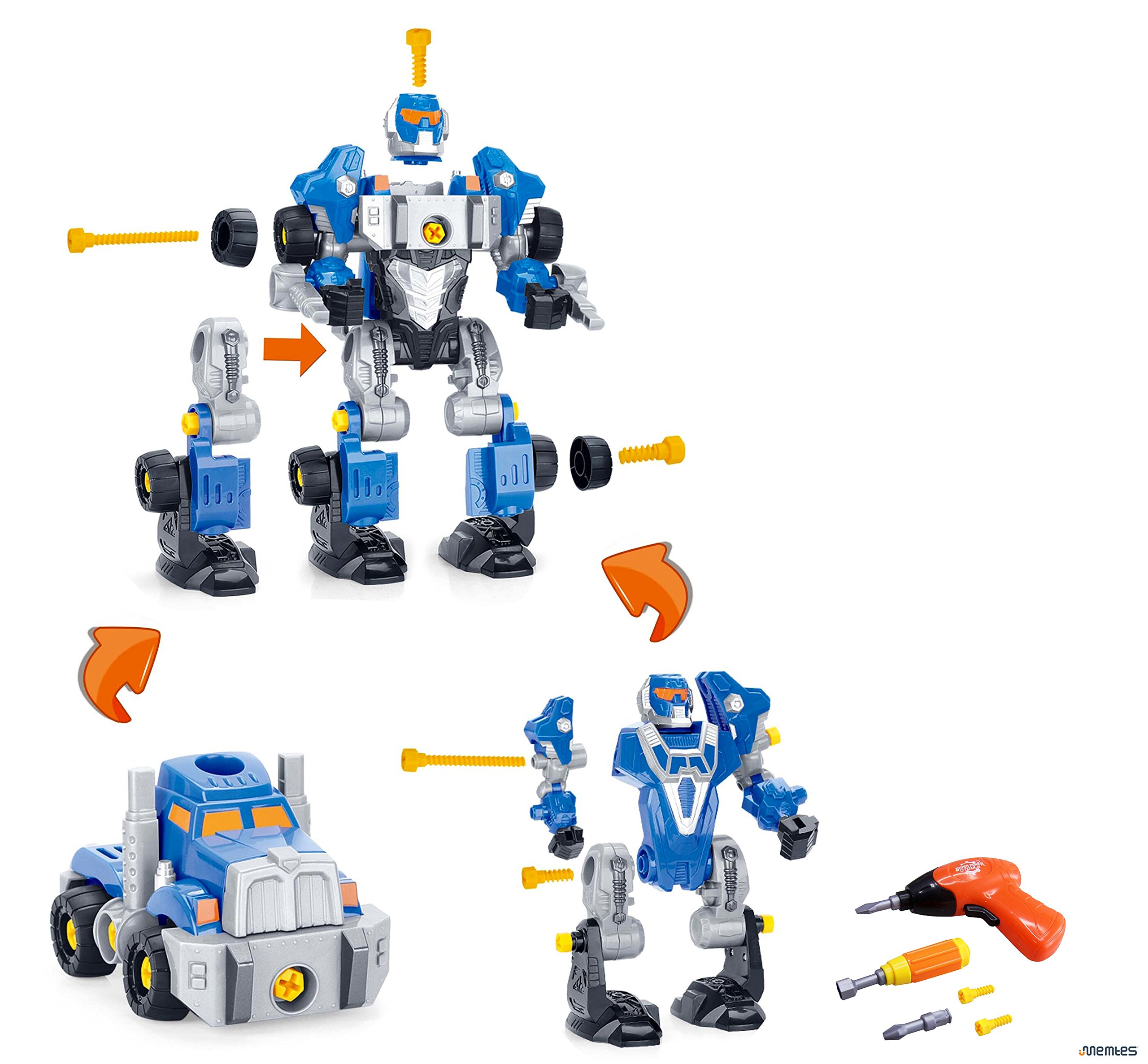 Memtes® Take-A-Part Robot Toy Truck Toy, Included with Power Drill (42 Pieces)