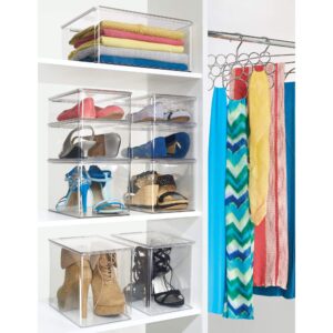 iDesign Plastic Box, Closet Storage Holder for Organizing Flats, Wedges, Athletic Shoes, Sandals, Clothing, 7.25" x 12.75" x 5", Clear