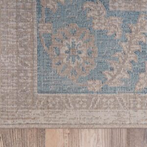 Unique Loom Salzburg Collection Classic Traditional Design Oriental Inspired Border Area Rug, 8 ft x 10 ft, Beige/Blue