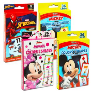 Disney Flash Cards for Toddlers 2-4 - Bundle of 4 Early Learning Decks: Colors, Shapes, Numbers and More Featuring Mickey, Minnie, and Spiderman