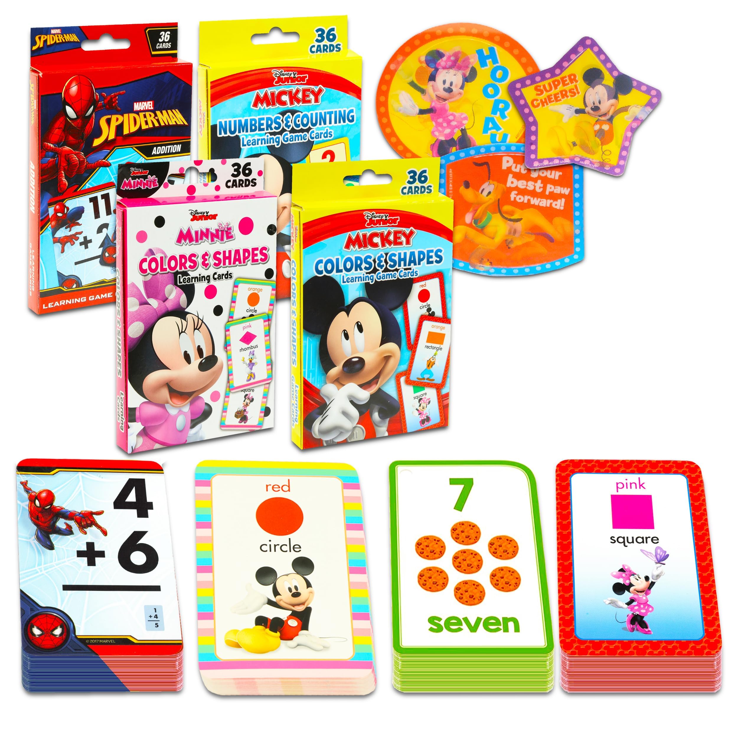 Disney Flash Cards for Toddlers 2-4 - Bundle of 4 Early Learning Decks: Colors, Shapes, Numbers and More Featuring Mickey, Minnie, and Spiderman