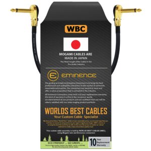 worlds best cables 5 inch - pedal, effects, patch, instrument cable custom made made using mogami 2524 wire and eminence gold plated ¼ inch (6.35mm) r/a pancake type connectors