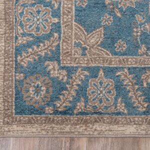 Unique Loom Salzburg Collection Classic Traditional Design Oriental Inspired Border Area Rug, 8 ft x 10 ft, Beige/Blue