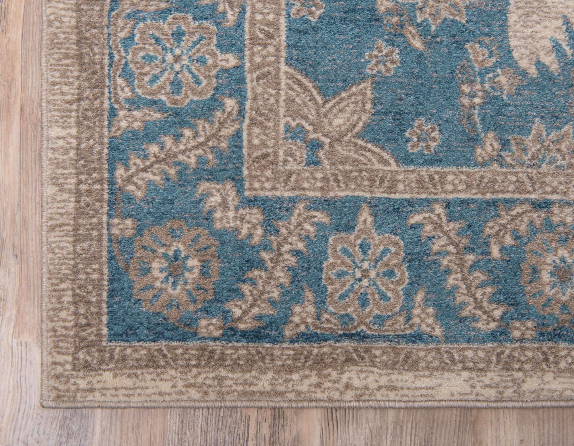 Unique Loom Salzburg Collection Classic Traditional Design Oriental Inspired Border Area Rug, 8 ft x 10 ft, Beige/Blue