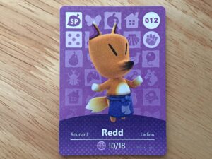 animal crossing happy home designer amiibo card redd 012/100