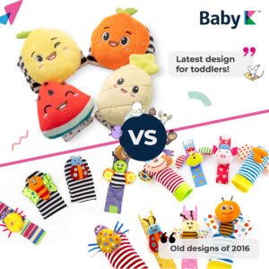 BABY K Baby Rattle Socks & Wrist Toys (Set C) - Newborn Toys for Baby Boy or Girl - Brain Development Infant Toys - Hand and Foot Rattles Suitable for 0-3, 3-6, 6-12 Months Babies