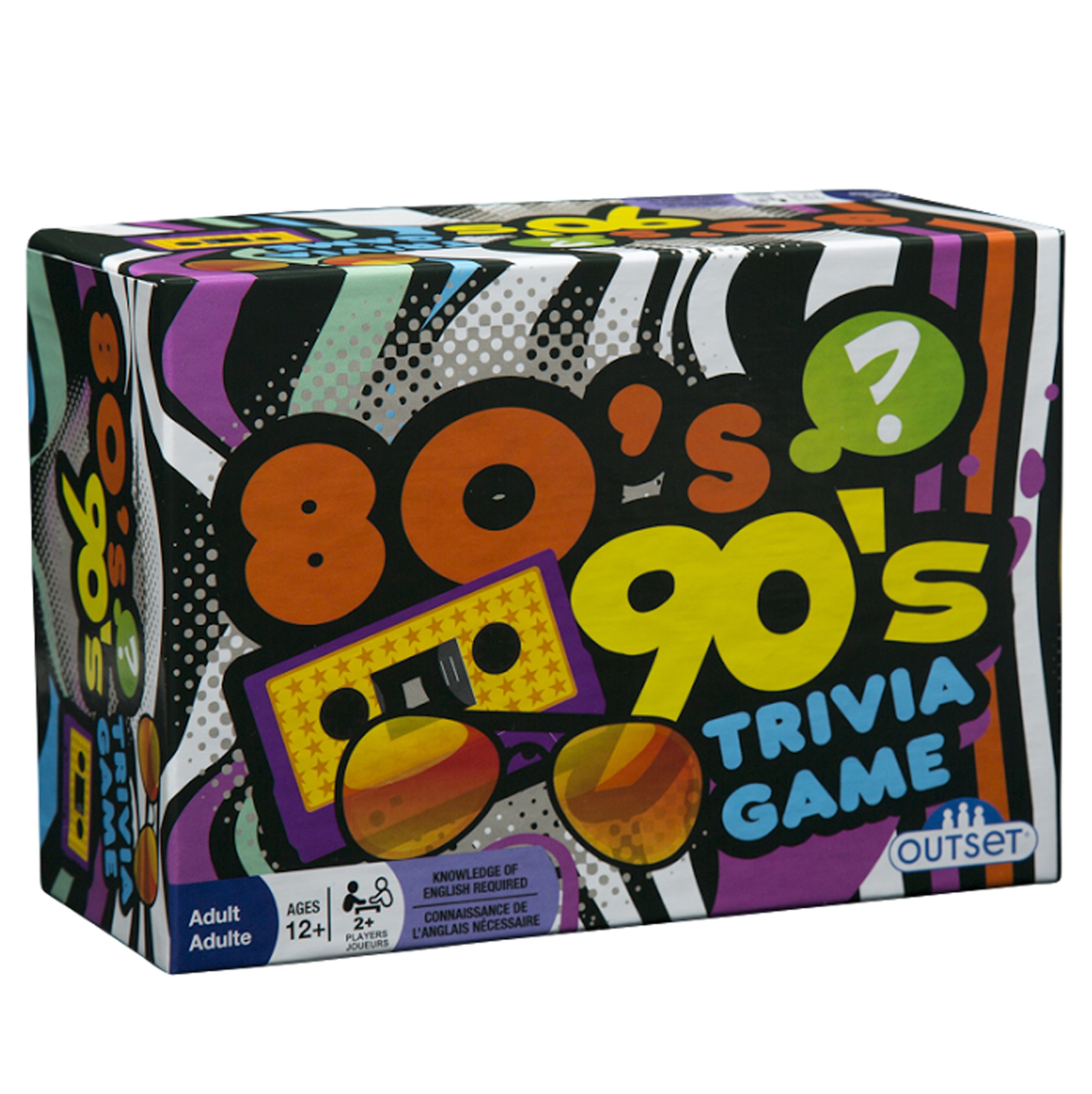 Outset Media - 80's 90's Trivia - Includes 220 Cards with Over 1200 Fun Questions and Answers - Ages 12+