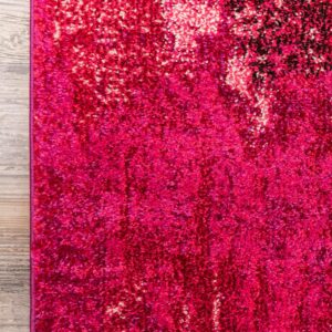 Unique Loom Jardin Collection Colorful, Vibrant, Abstract Watercolor Area Rug, 6' 1" x 9' Rectangle, Pink/Brown