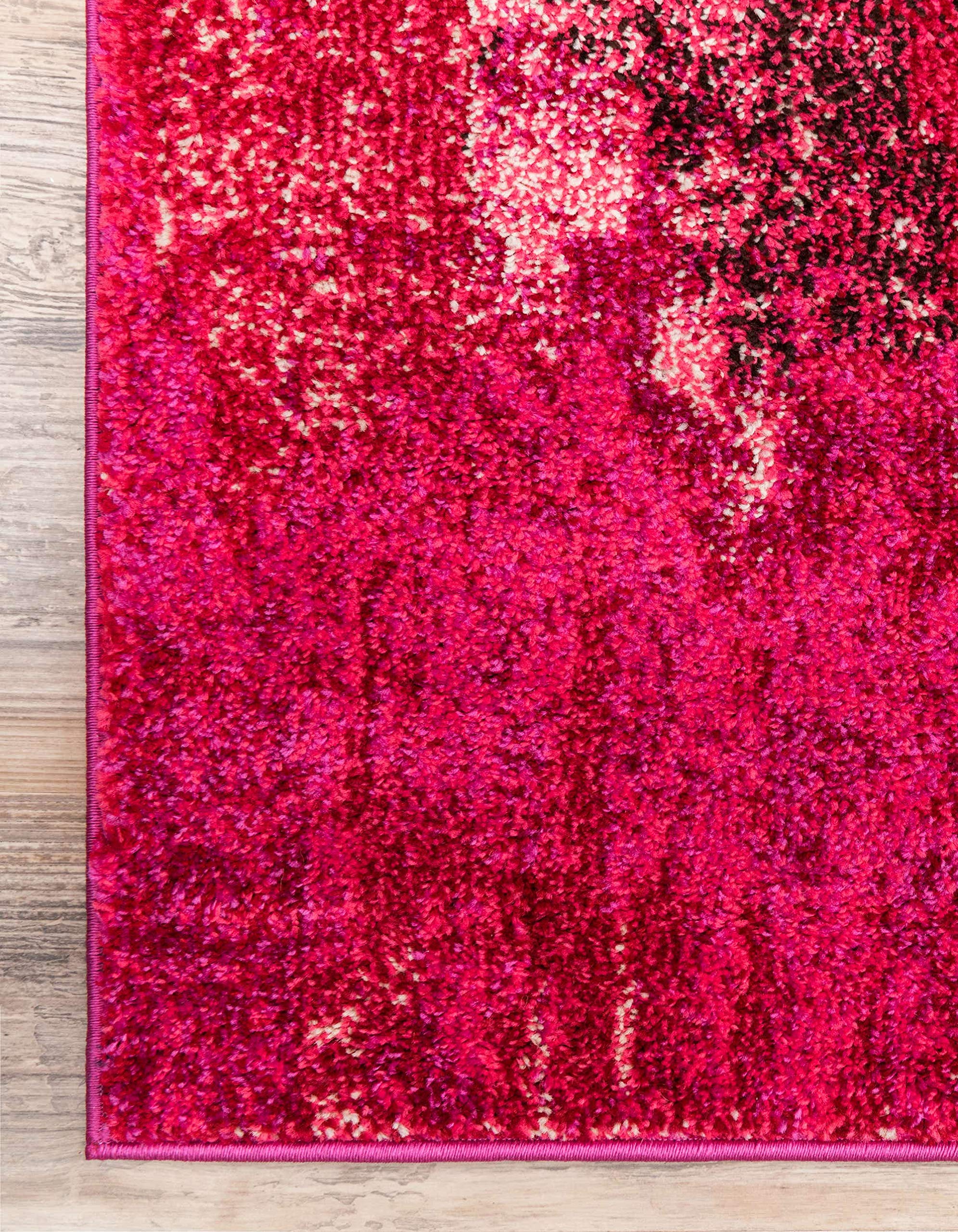 Unique Loom Jardin Collection Colorful, Vibrant, Abstract Watercolor Area Rug, 6' 1" x 9' Rectangle, Pink/Brown