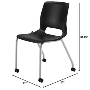 HON MG101ON Motivate Seating 4-Leg Stacking Chair, Onyx/Platinum, 2/Carton