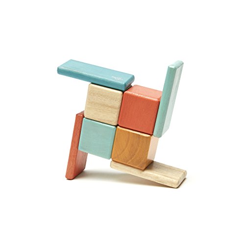 8 Piece Tegu Pocket Pouch Magnetic Wooden Block Set, Sunset