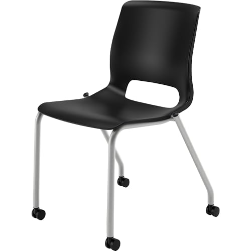 HON MG101ON Motivate Seating 4-Leg Stacking Chair, Onyx/Platinum, 2/Carton