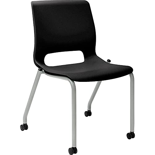 HON MG101ON Motivate Seating 4-Leg Stacking Chair, Onyx/Platinum, 2/Carton