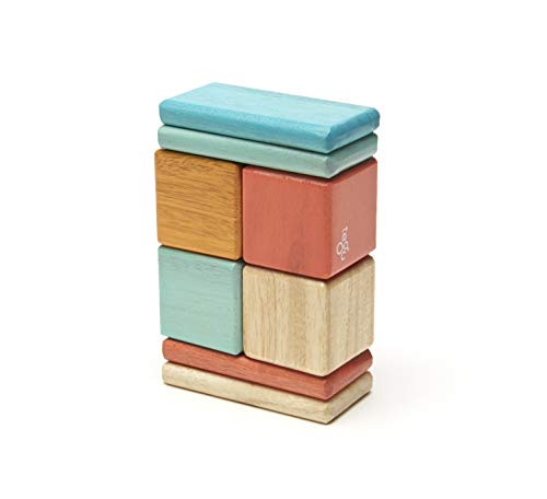 8 Piece Tegu Pocket Pouch Magnetic Wooden Block Set, Sunset