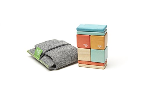 8 Piece Tegu Pocket Pouch Magnetic Wooden Block Set, Sunset