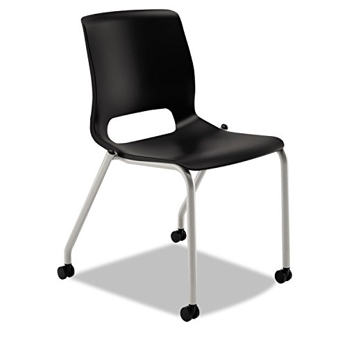 HON MG101ON Motivate Seating 4-Leg Stacking Chair, Onyx/Platinum, 2/Carton