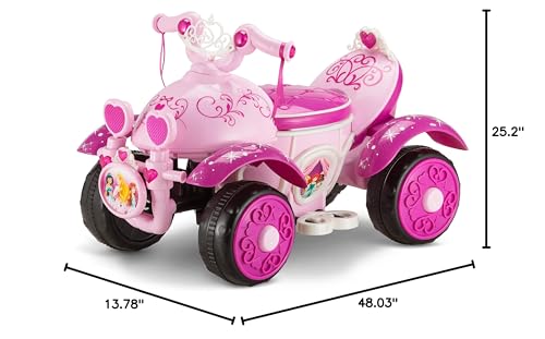 Kid Trax Toddler Disney Princess Electric Quad Ride On Toy, Kids 1.5-3 Years Old, 6 Volt Battery and Charger Included, Max Weight 45 lbs, Princess Pink