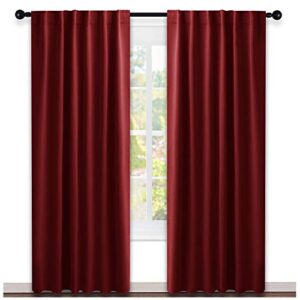 nicetown christmas burgundy curtains blackout draperies panels, thermal insulated blackout drapes for sliding door, burgundy red color, 52" x 95", 2 panels