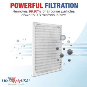 LifeSupplyUSA HEPA Filter Replacement for Hunter 30930 Air Purifier HEPATech System models 30020, 30393, 30200, 30201, 30205, 30250, 30253, 30255