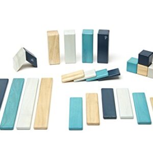 24 Piece Tegu Magnetic Wooden Block Set, Blues, 1-99 years old