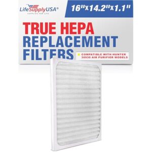 lifesupplyusa hepa filter replacement for hunter 30930 air purifier hepatech system models 30020, 30393, 30200, 30201, 30205, 30250, 30253, 30255