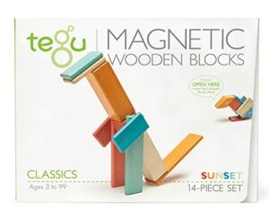 14 piece tegu magnetic wooden block set, sunset