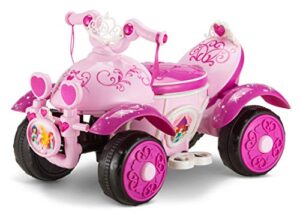 kid trax toddler disney princess electric quad ride on toy, kids 1.5-3 years old, 6 volt battery and charger included, max weight 45 lbs, princess pink