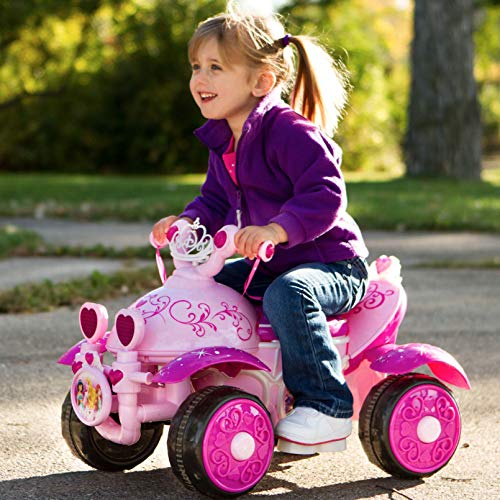 Kid Trax Toddler Disney Princess Electric Quad Ride On Toy, Kids 1.5-3 Years Old, 6 Volt Battery and Charger Included, Max Weight 45 lbs, Princess Pink