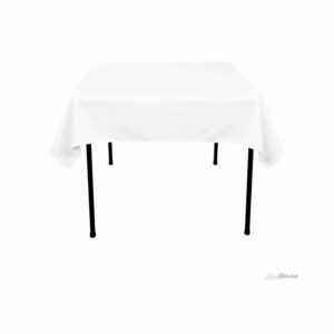 new creations fabric & foam inc 58" by 58" square polyester poplin table overlay, for 46" square small coffee table with 6" drop, white