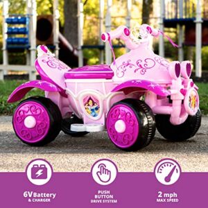 Kid Trax Toddler Disney Princess Electric Quad Ride On Toy, Kids 1.5-3 Years Old, 6 Volt Battery and Charger Included, Max Weight 45 lbs, Princess Pink