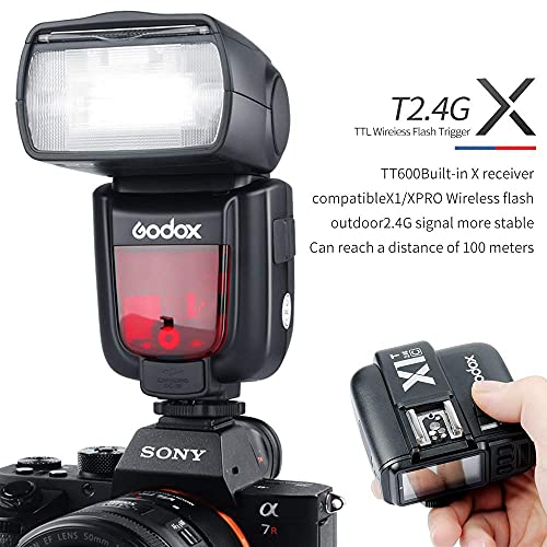 Godox TT600 2.4G Wireless GN60 Master/Slave Camera Flash Remote Control Off Board HSS Speedlite Universal Flash with One Contact for Canon Nikon Sony Pentax Olympus Fuji Lumix…