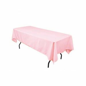 new creations fabric & foam inc 60" wide by 144" long rectangular polyester poplin tablecloth, light pink