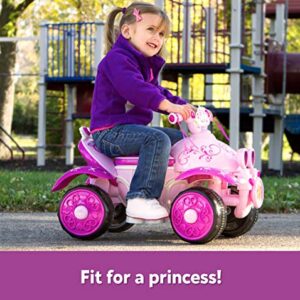 Kid Trax Toddler Disney Princess Electric Quad Ride On Toy, Kids 1.5-3 Years Old, 6 Volt Battery and Charger Included, Max Weight 45 lbs, Princess Pink