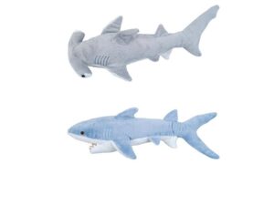 adventure planet 2 plush sharks mako and hammerhead stuffed animal ocean life soft cuddly 14 inch and 13 inch set