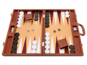 silverman & co. 19-inch premium backgammon set - desert brown board