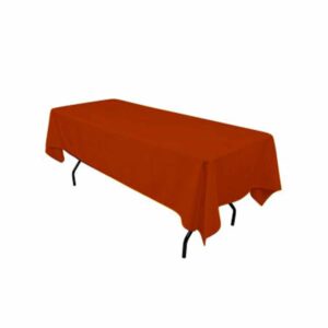 new creations fabric & foam inc 60" wide by 120" long rectangular polyester poplin tablecloth. (rust)