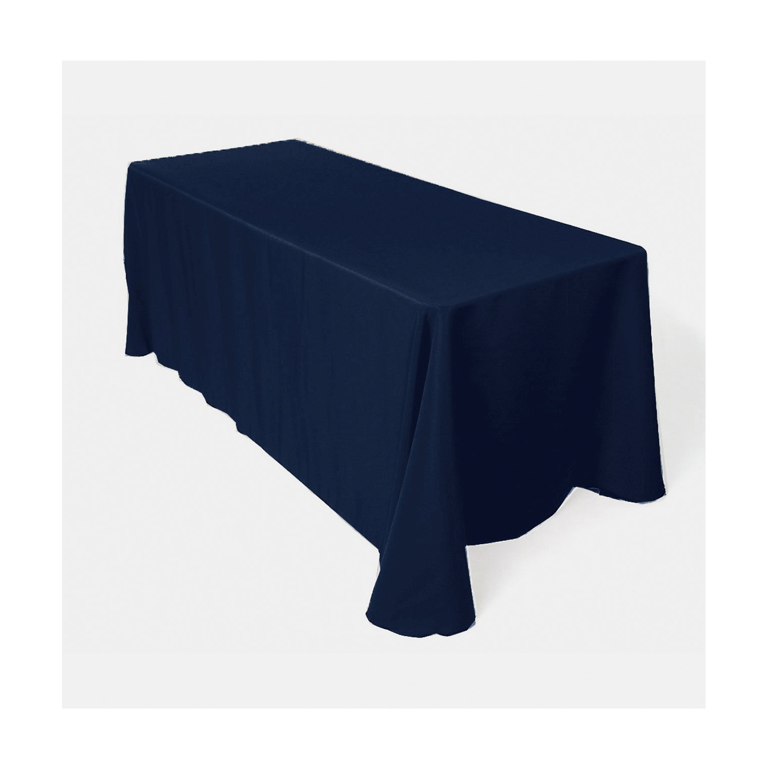 Runner Linens Factory Rectangular Polyester Tablecloth 90x132 Inches (Dark Navy)