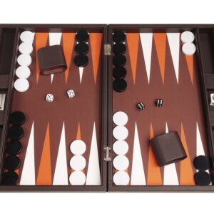 19-inch Premium Backgammon Set - Dark Brown Board