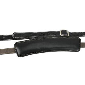 Walker & Williams C-19 Classic Black Vintage Style Rockabilly Guitar Strap Premium Signature Soft Grain Leather Extra Long For Acoustic, Electric, And Bass Guitars