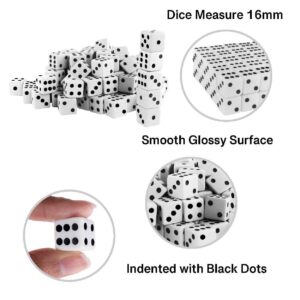 Super Z Outlet Standard 16mm White Dice with Black Pips Dots for Board Games, Activity, Party Favors, Toy Gifts (100 Pack)