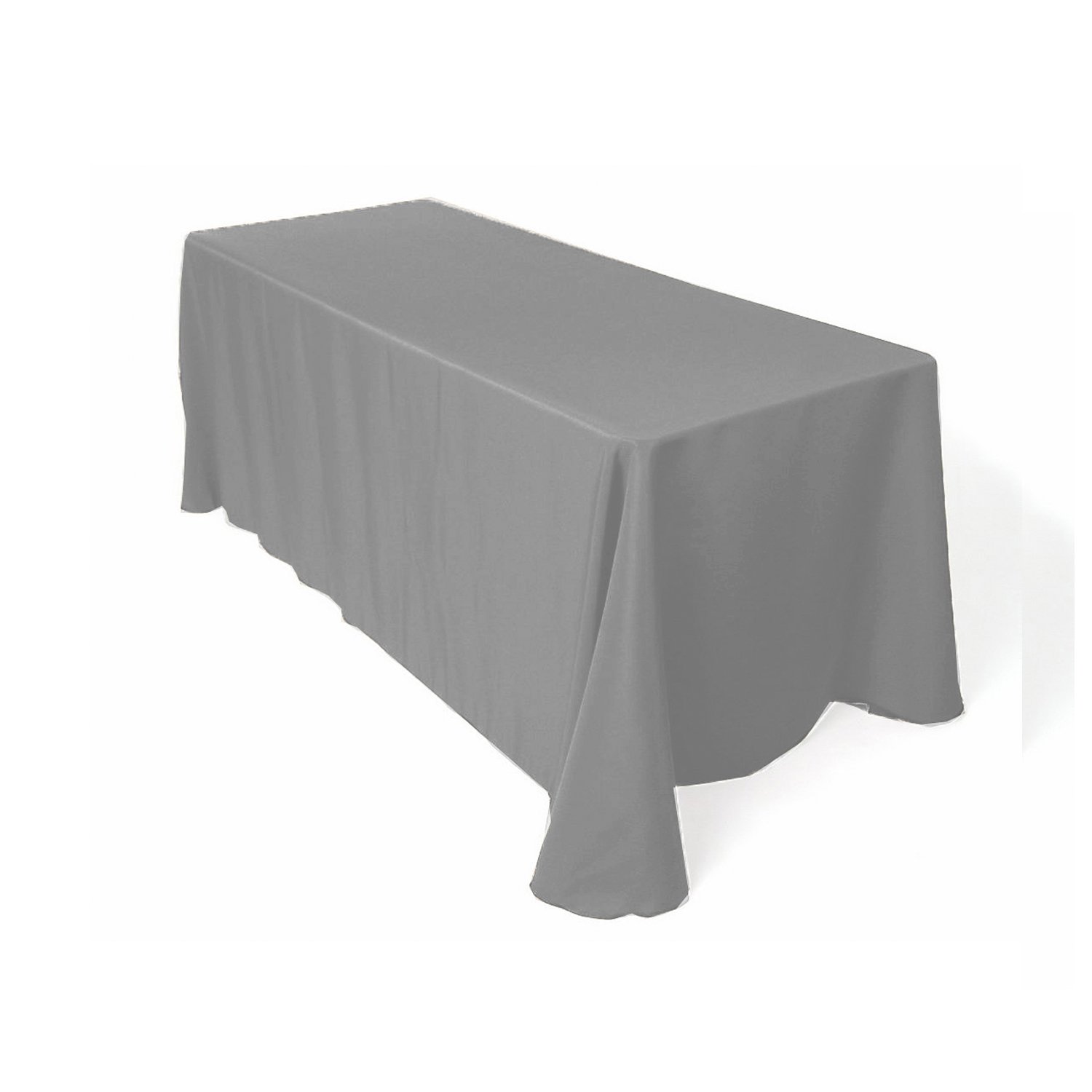 Runner Linens Factory Rectangular Polyester Tablecloth 90x132 Inches (Gray)