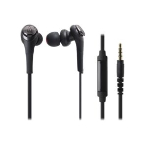 audio-technica ath-cks550isbk solid bass in-ear headphones with in-line mic & control, black