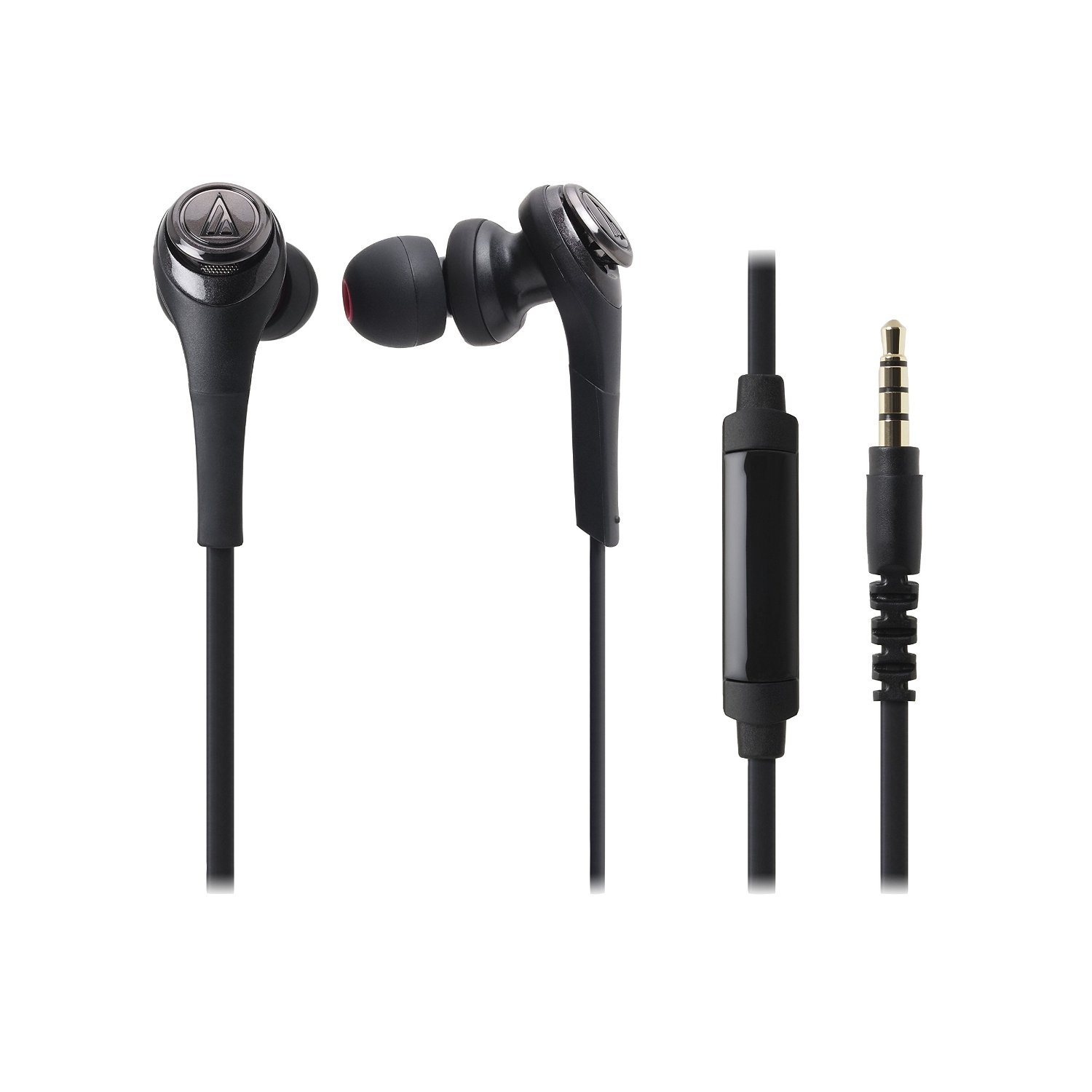 Audio-Technica ATH-CKS550iSBK Solid Bass In-Ear Headphones with In-Line Mic & Control, Black