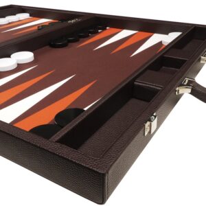 19-inch Premium Backgammon Set - Dark Brown Board