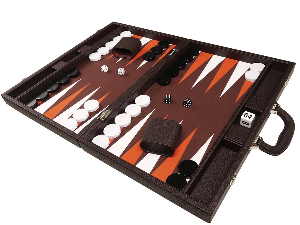 19-inch Premium Backgammon Set - Dark Brown Board