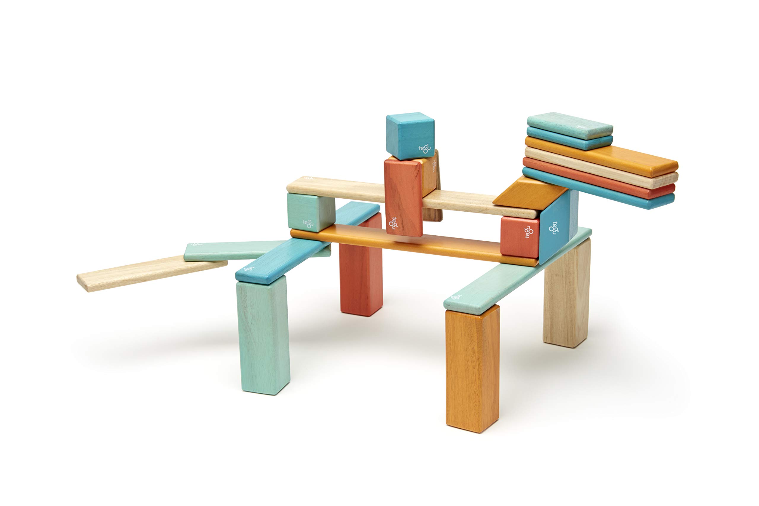 24 Piece Tegu Magnetic Wooden Block Set, Sunset, 1-99 years old