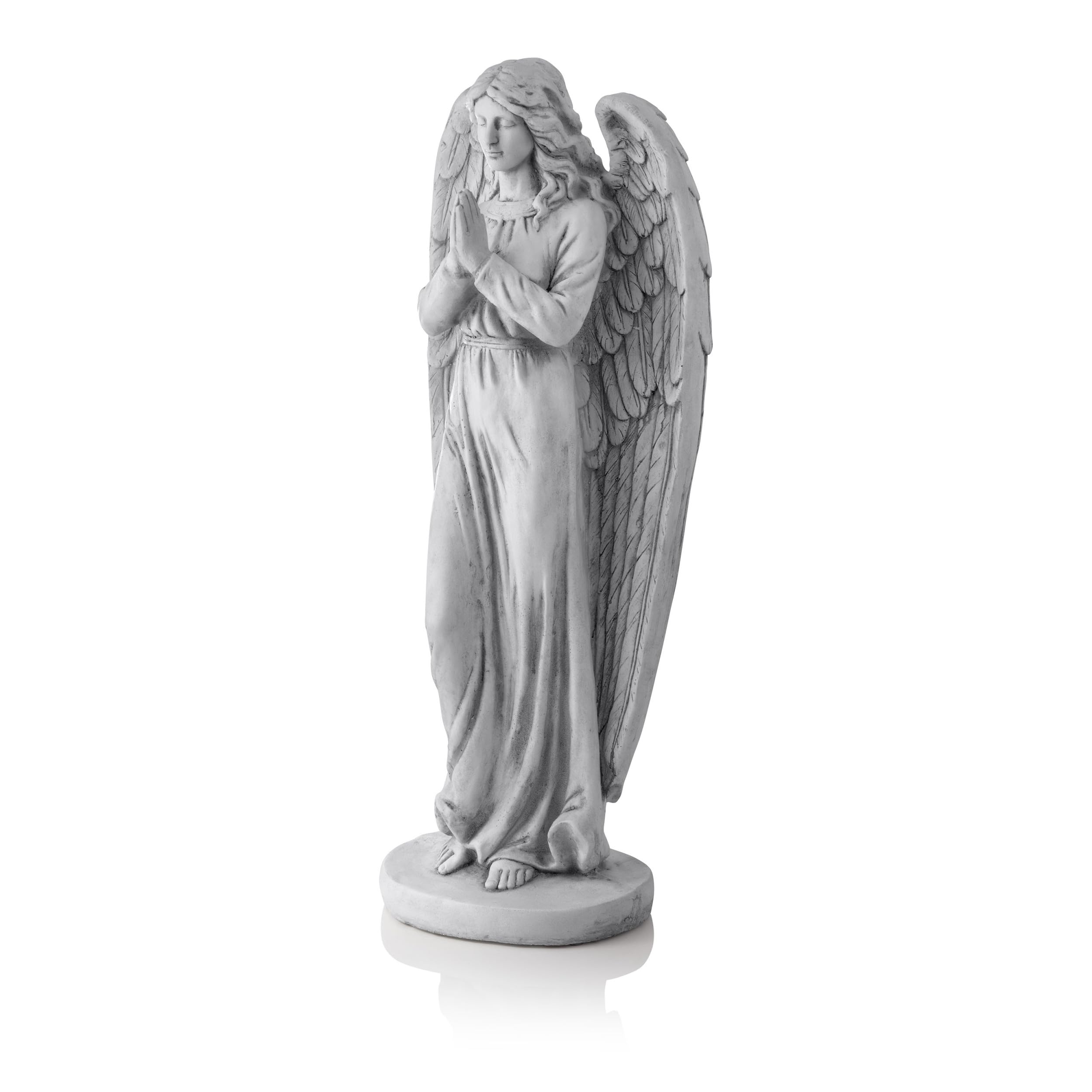 Alpine Corporation 47" Tall Indoor/Outdoor Praying Angel Statue Yard Art Decoration, Light Gray