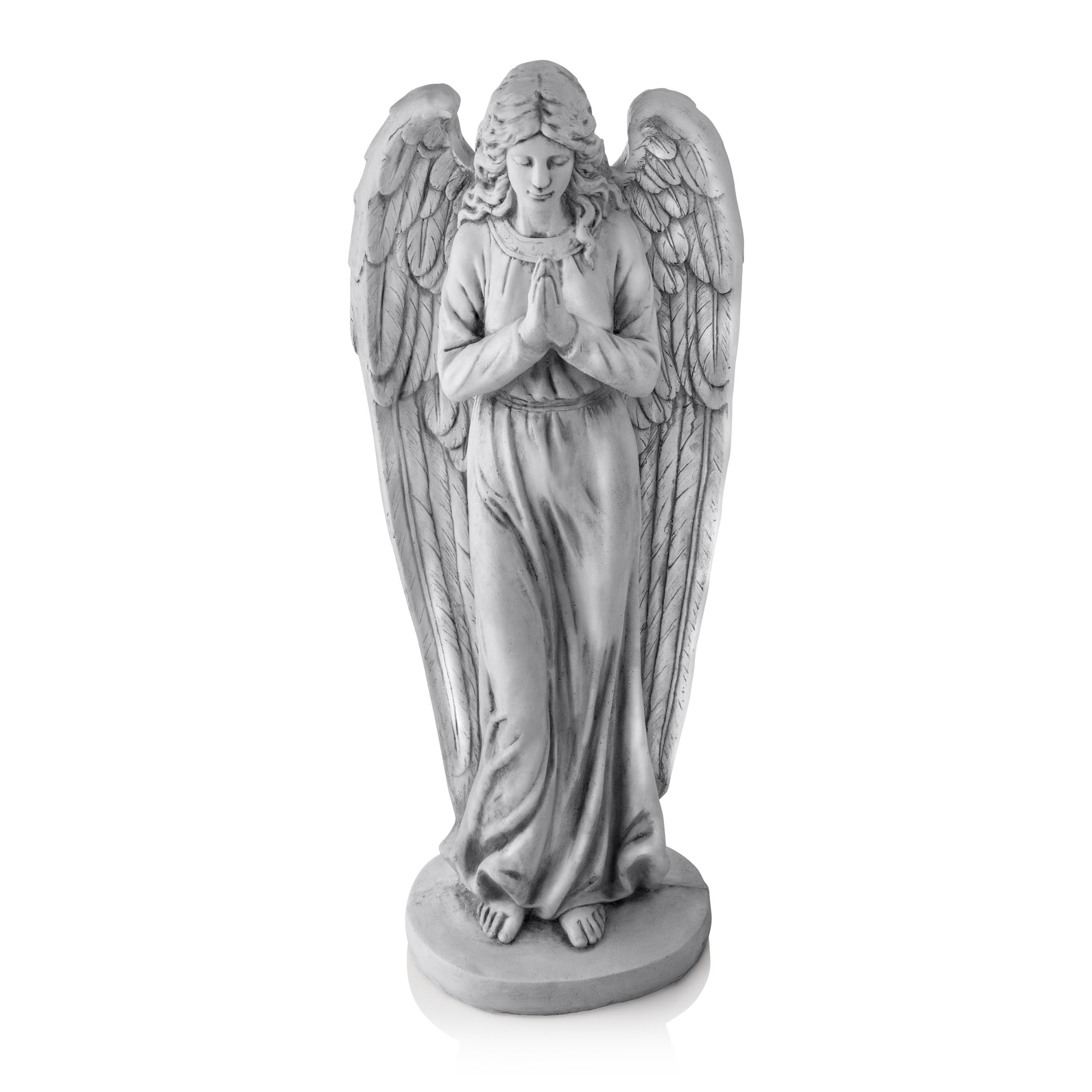 Alpine Corporation 47" Tall Indoor/Outdoor Praying Angel Statue Yard Art Decoration, Light Gray